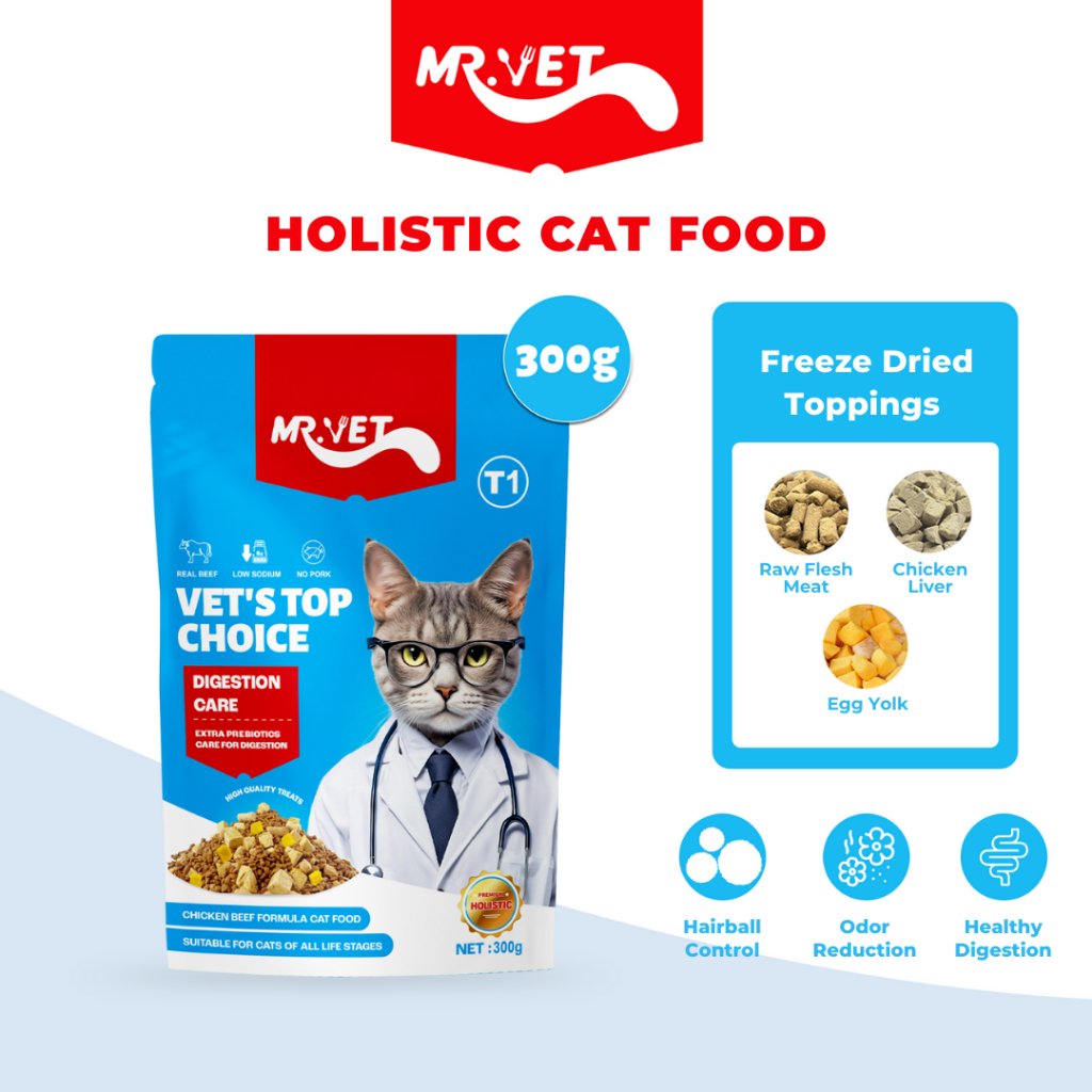 MR.Vet Cat Food T1 300g With Freeze-Dried Raw Flesh Meat /Chicken Liver ...