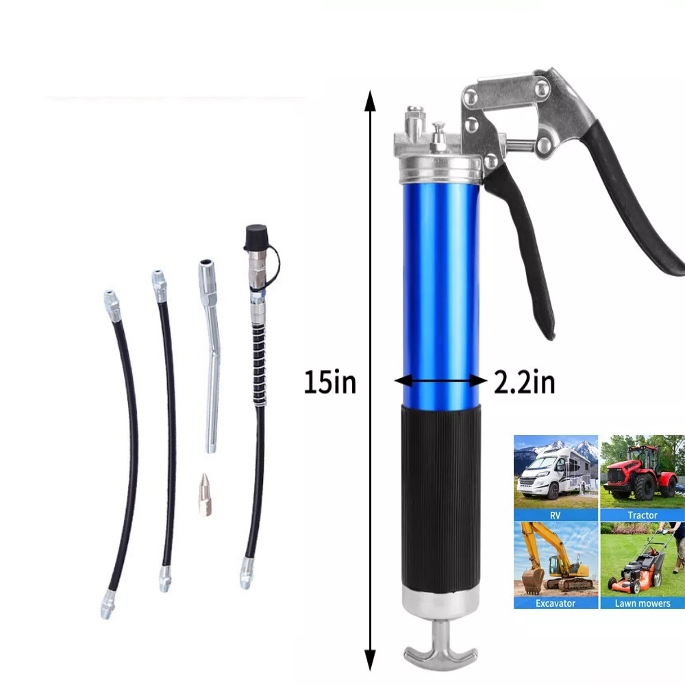400cc Grease Gun Kit Grease Coupler 7000PSI Manual Heavy Duty Alloy ...