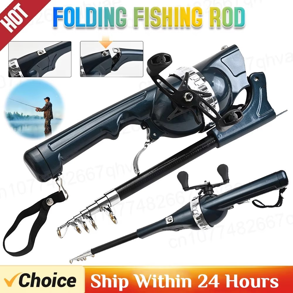 Foldable Sea Pole Set Portable Super Short Section Fishing Rod Casting ...