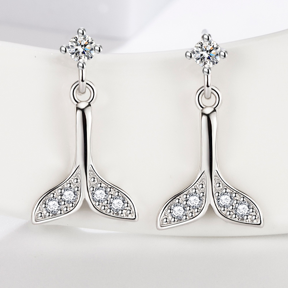 Personalized Cute Shining Crystal Fishtail Earrings Ladies New Fashion ...