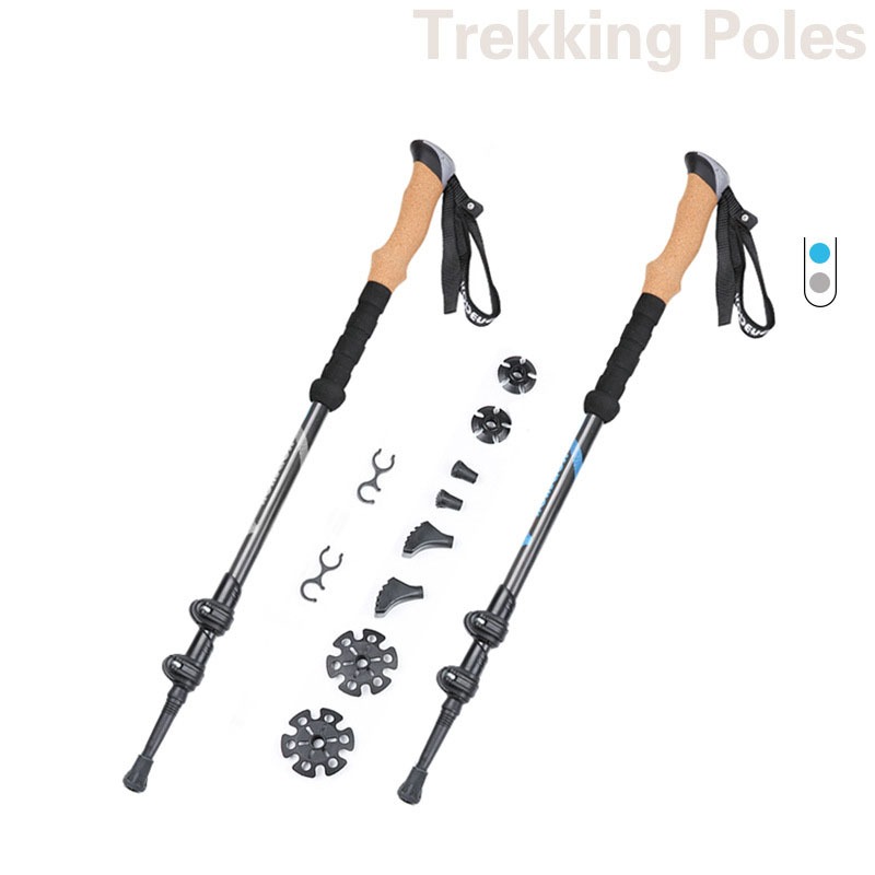 Trekking Pole Handle Hiking Stick Mountain Carbon 3 Sections ...
