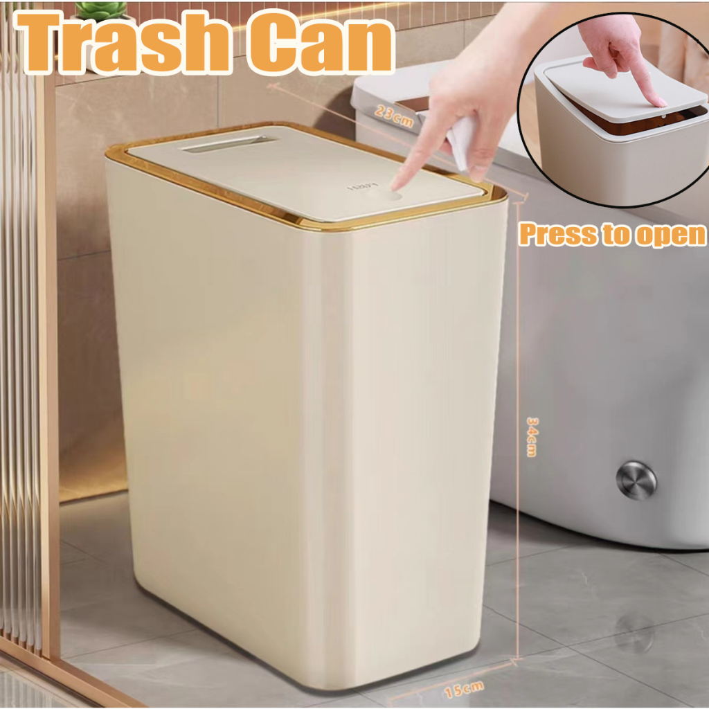 ⭐Ready Stock⭐ 15L Trash Can Press Cap Dustbin Kitchen Bathroom ...