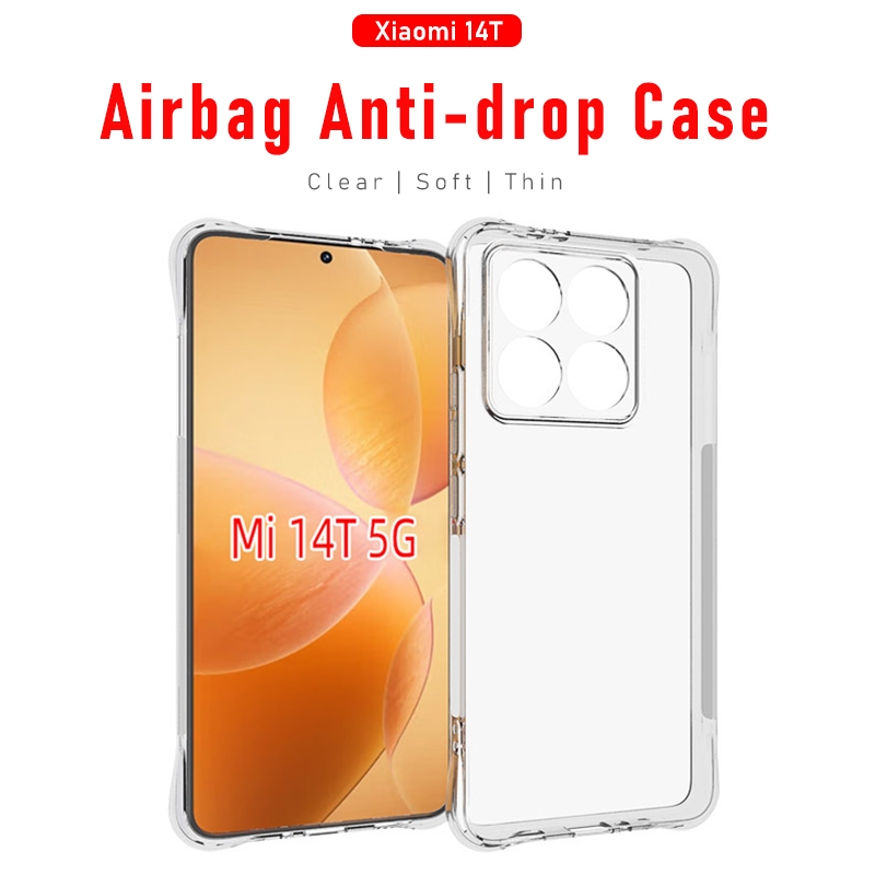 For Xiaomi 14T Pro Casing Clear Soft TPU Airbag Protective Back Phone ...