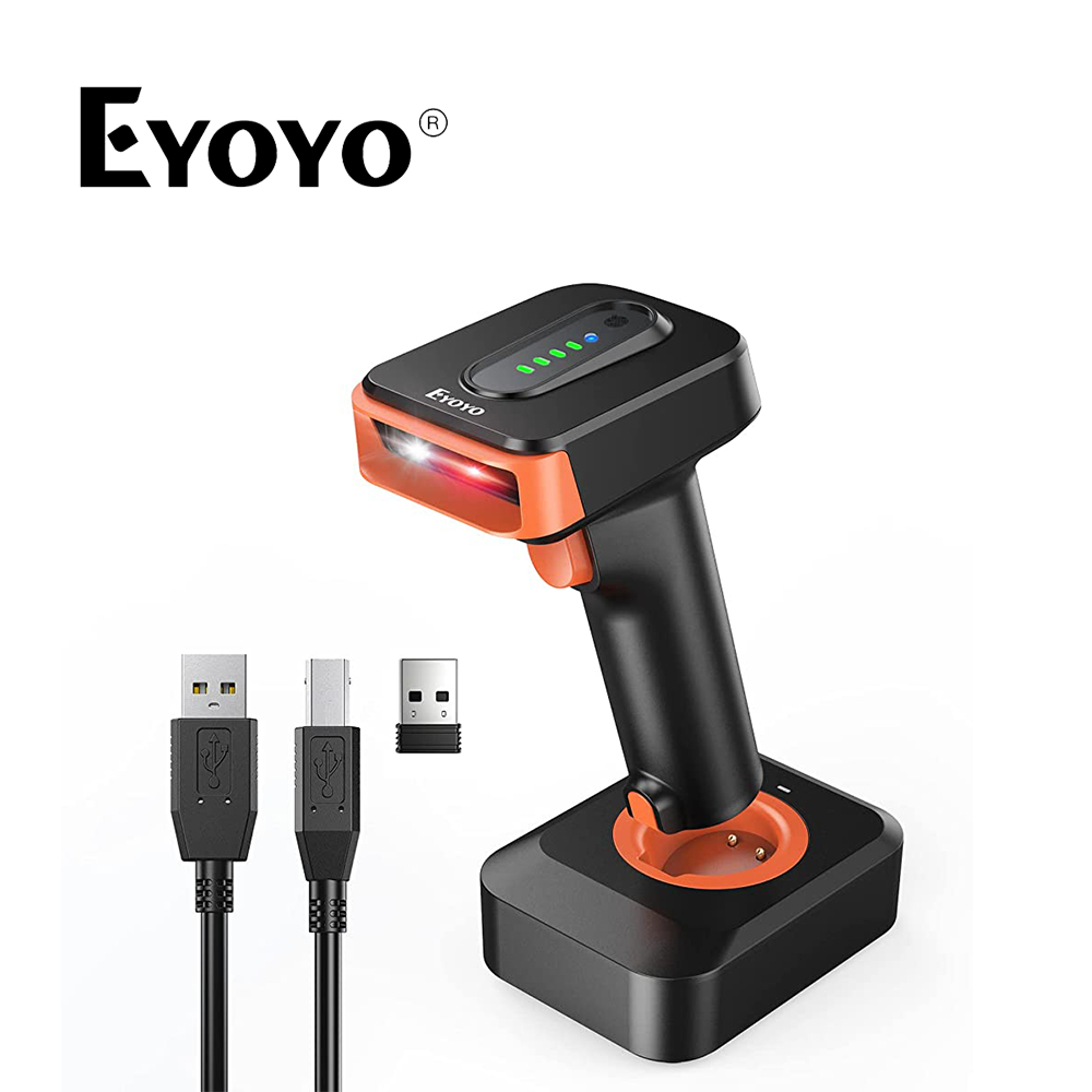 Eyoyo 2D QR Wireless Barcode Scanner, 3 in 1 Bluetooth & USB Wired ...