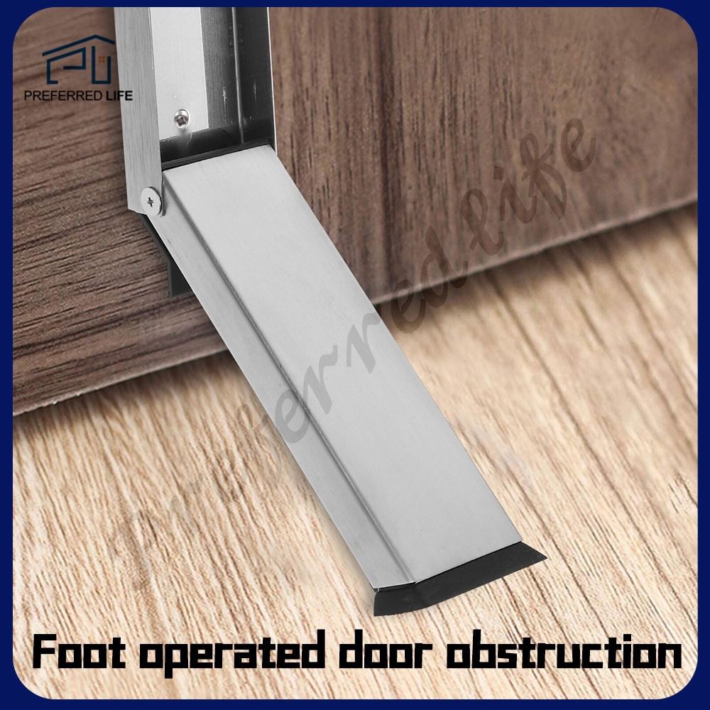 Punch-free foldable stainless steel door stop foot-kick door stop ...