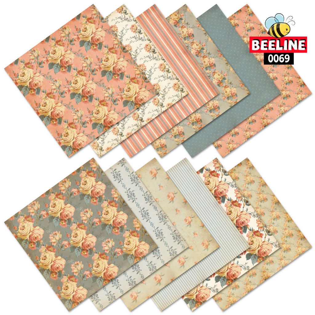 Beeline Vintage Scrap Paper 15cm Origami Scrapbook paper Rose Pattern ...