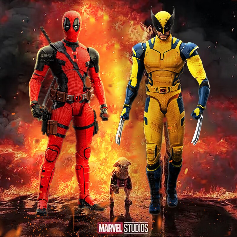 Deadpool 3 Deadpool and Wolverine Cartoon model Marvel movie Movable ...