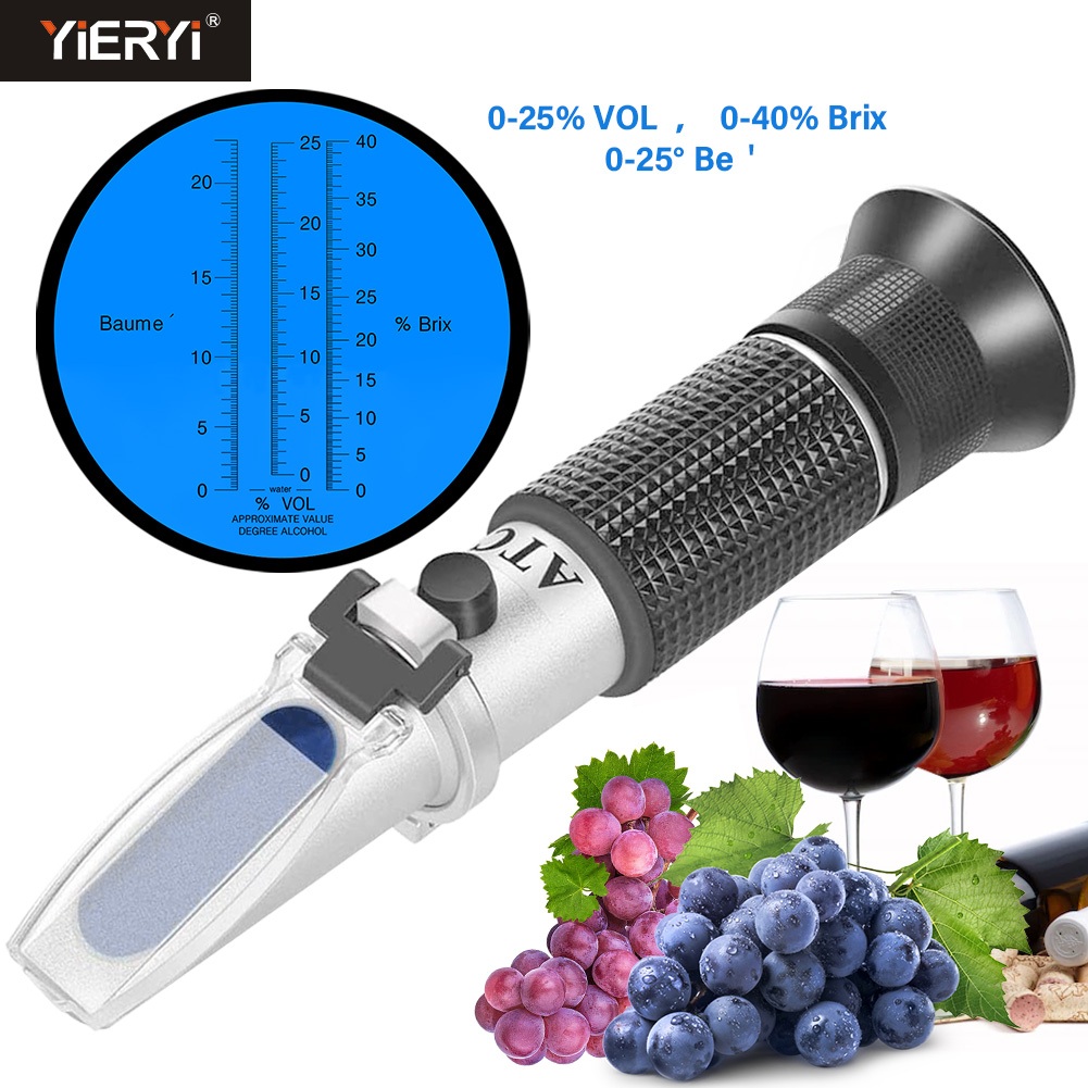 YIERYI Convenient 3-in-1 Digital Refractometer 0-25% VOL/0-40% Brix/0 ...