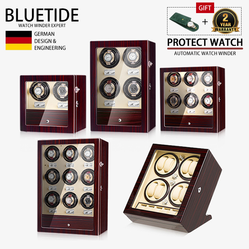BLUETIDE Fully Automatic Mechanical Watch Winder Wood Box Rotator ...
