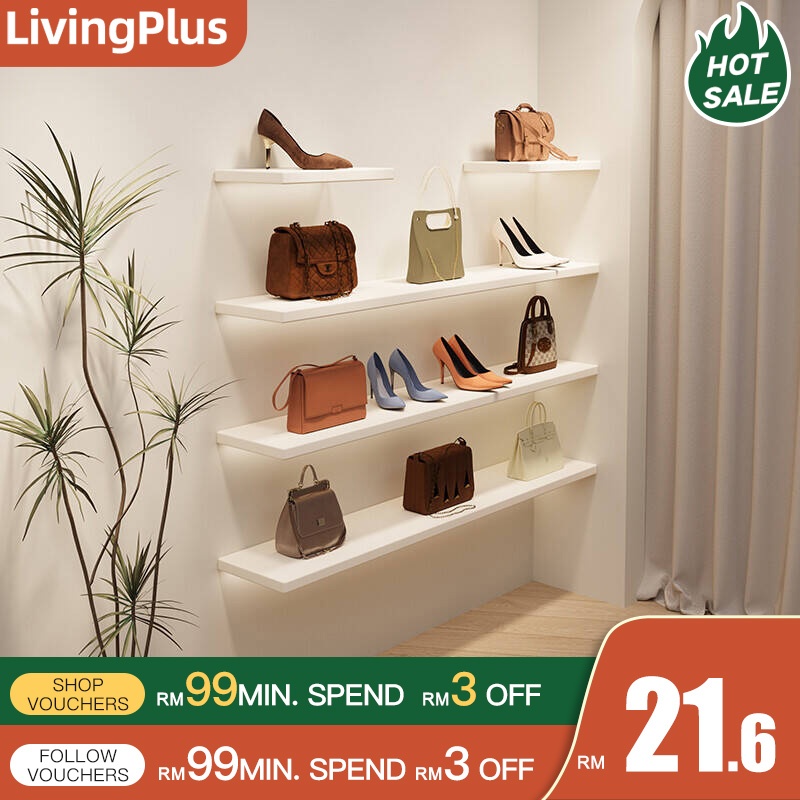 Rak Kasut Floating Shoe Rack Wall Shelf Display Rack Floating Shelf ...
