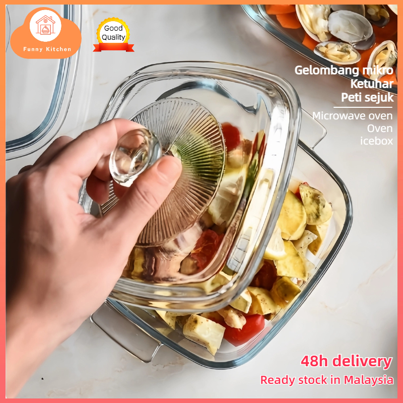 Ready stock Tempered Glass Bowl Mangkuk hidang Kaca Serving with lid ...