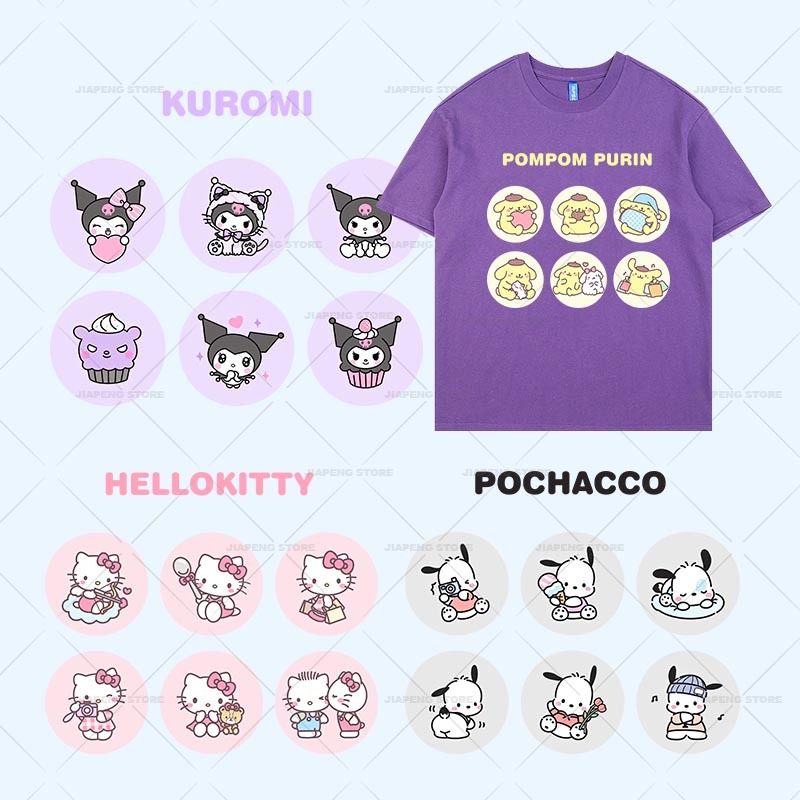 Hello Kitty Cinnamoroll Iron on Patches Sanrio Purin Heat Transfers ...