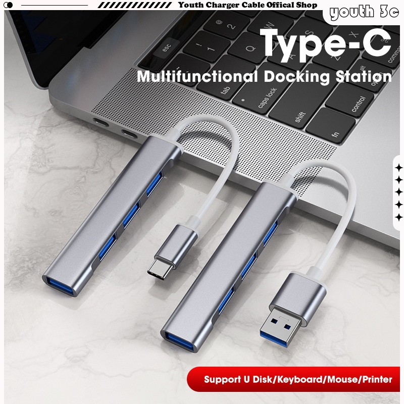 Youth 3c Ultra-Thin Mini 2in1 To 4 Portable 4-Port Usb 3.0 Hub Usb ...