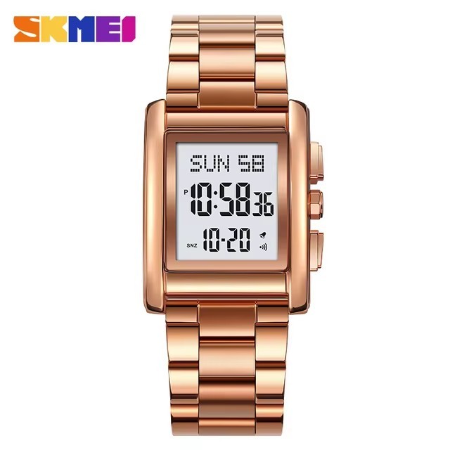 SKMEI Electric Watch Authentic Men's Square Watch Stainless Steel Strap ...