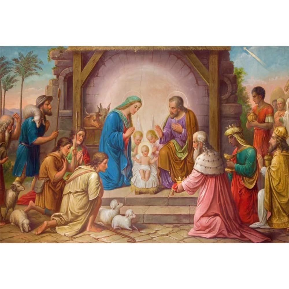 Birth of Jesus Backdrop Manger Nativity Scene Background Christmas ...