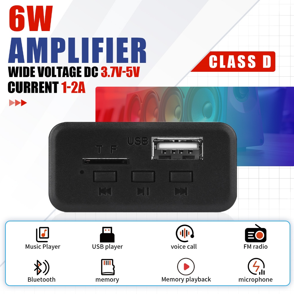 6W Amplifier MP3 Player Decoder Board 5V Bluetooth 5.0 Lossless Format ...