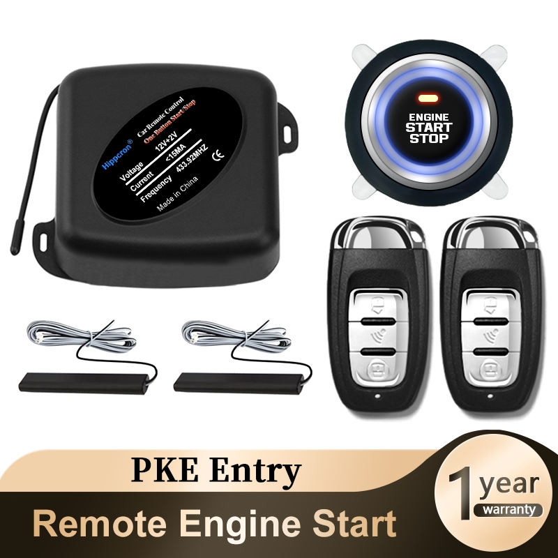 Car Engine Start Alarm System PKE Push Button Remote Starter Stop Alarm ...