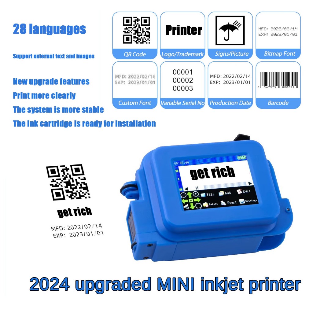 Mini 12.7mm Inkjet Cartridge Portable Handheld Expiry Date Fast Dry ...