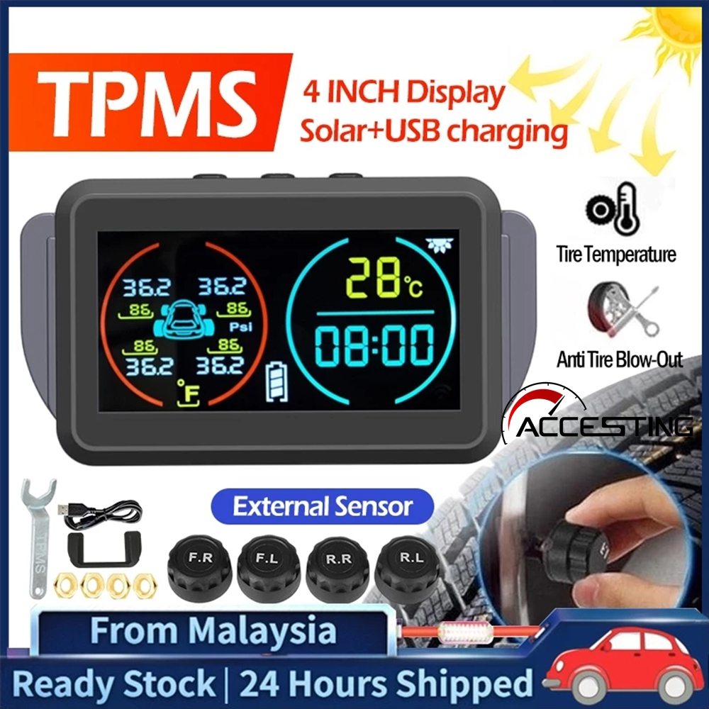 🔥Shipped from Malaysia🔥Car Tire Pressure Monitoring System TPMS with 4 ...