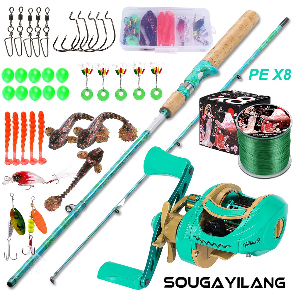 Sougayilang Joran pancing set 1.65M/5.5FT Fishing Rod and Reel with pe ...