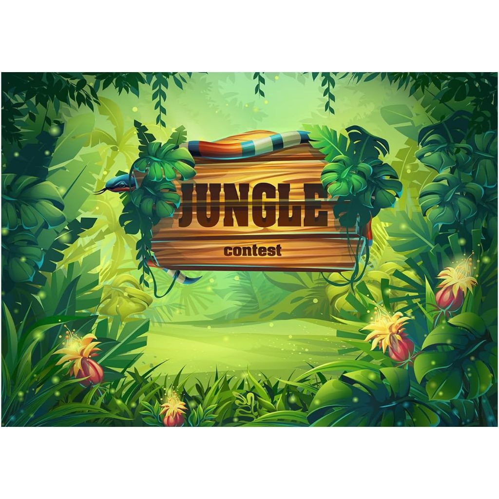 7x5ft Jungle Contest Backdrop Jungle Themed Birthday Party Backdrop ...