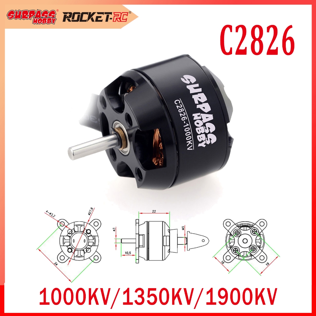 SURPASS HOBBY Outrunner 2826 Brushless Sensorless Waterproof Motor ...