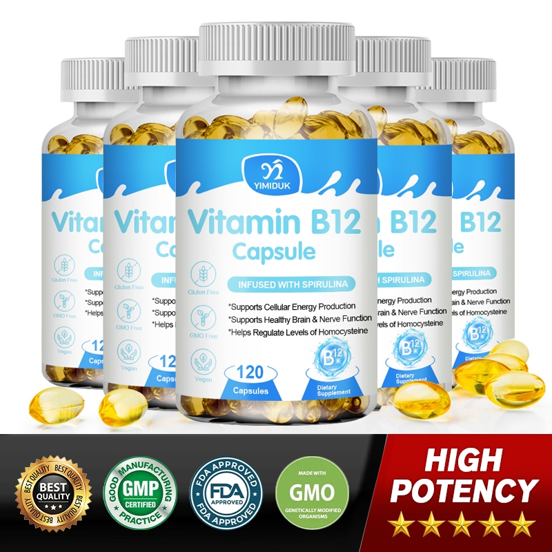 Vitamin B12 Capsules Supports Energy Metabolism Mood Nervous System Support Daily B12 Nutritial ...