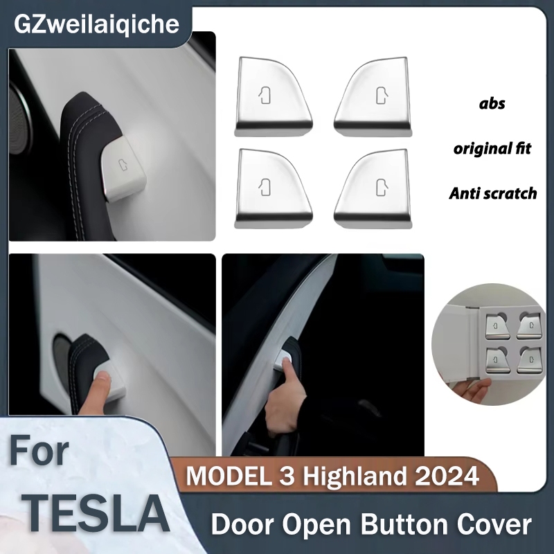 For Tesla Model 3 Highland 2024 4pcs Car Open Door Button Stickers ...