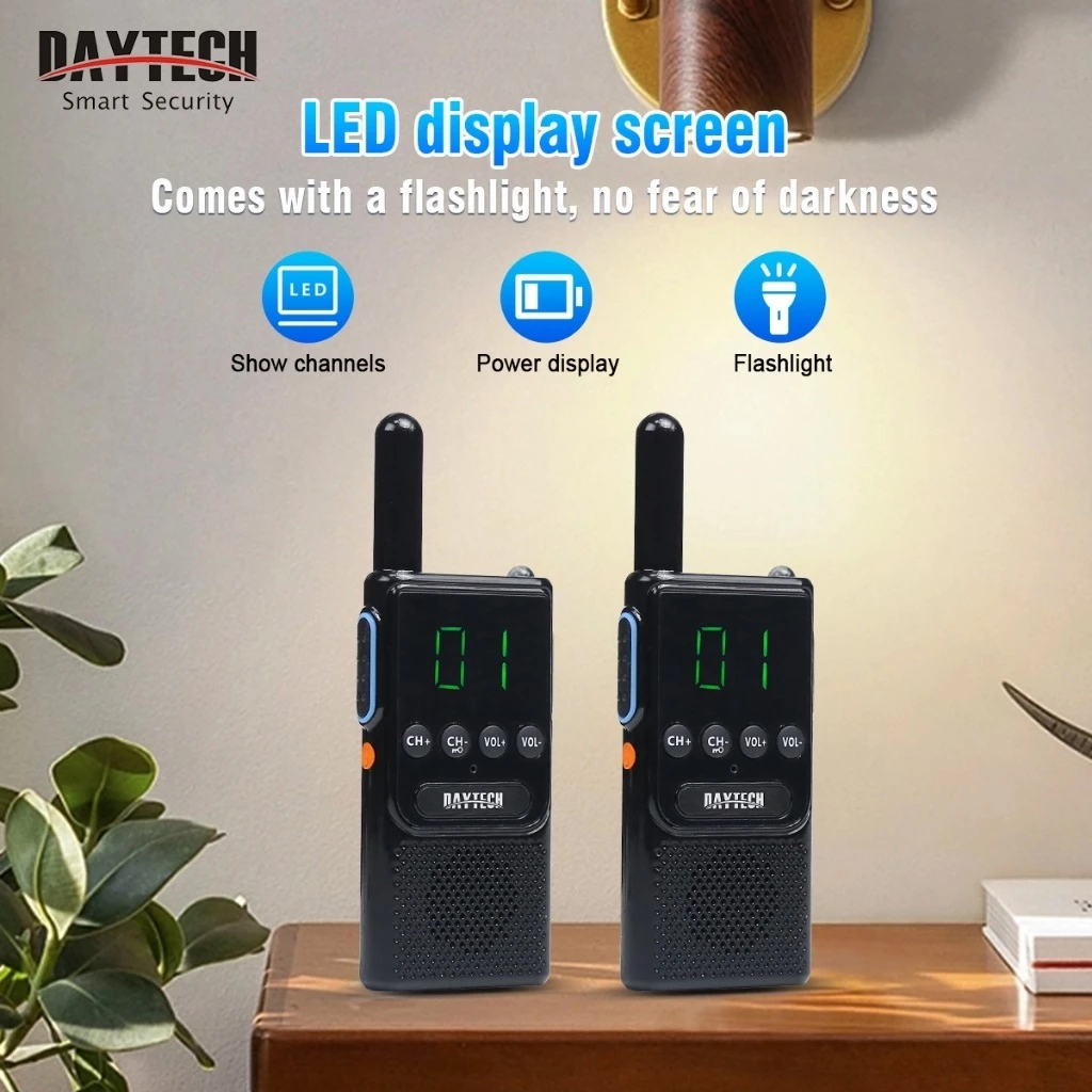 Daytech Mini Intercom System Walkie Talkie Digital For Elderly/Kids 1.5 Miles Range 16 Channel ...