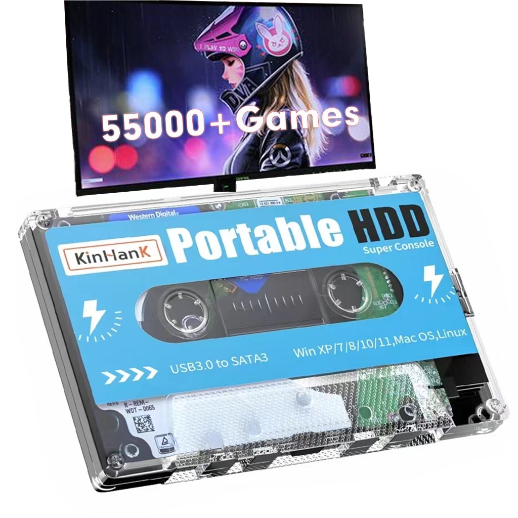 500G HDD Portable Game Drive Built-in 55,000+ Games, Batocera 33 Game System Compatible with 90 ...
