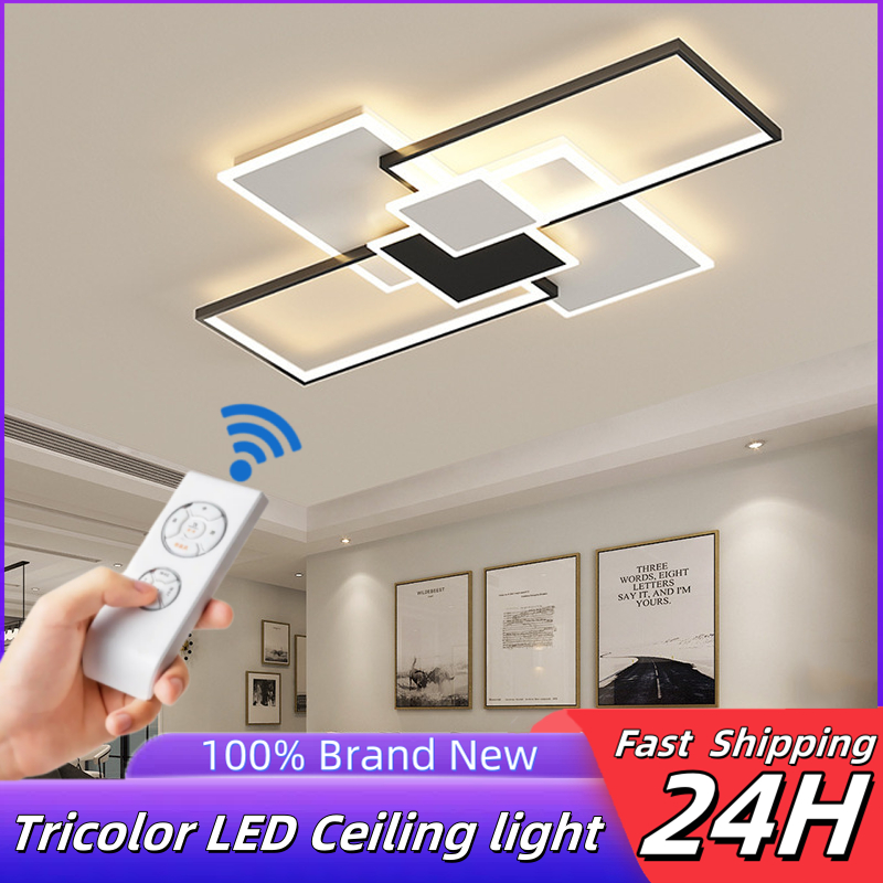 （HOT） Nordic LED Ceiling Light Tricolor Remote Control Living Room ...