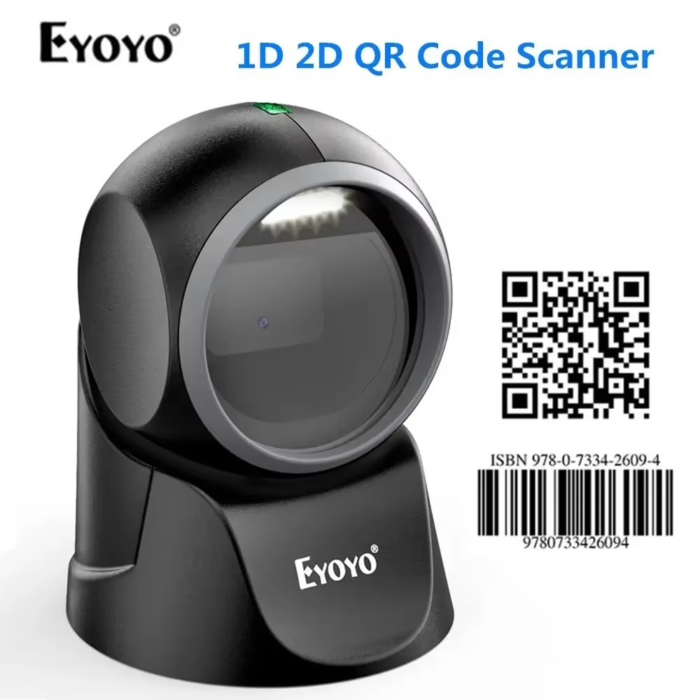 Eyoyo 1d 2d Desktop Barcode Scanner Automatic Sensing Scanning Omnidirectional Hands Free