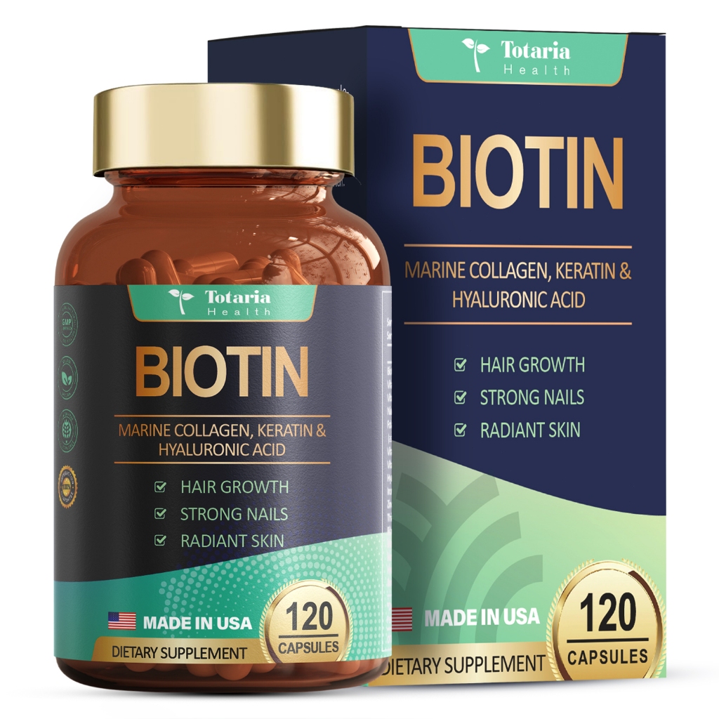 Totaria Hair Growth Vitamins With Biotin10000mcg Keratin Marine ...