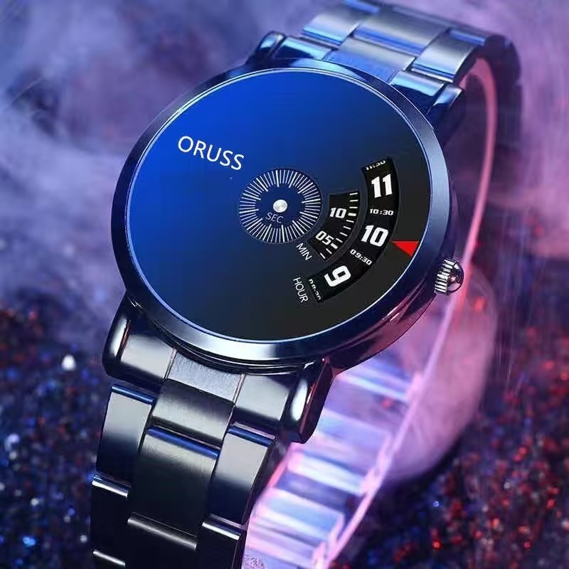 ORUSS Original Men Stainless Steel Luxury Black/Silver Fashion Unique ...