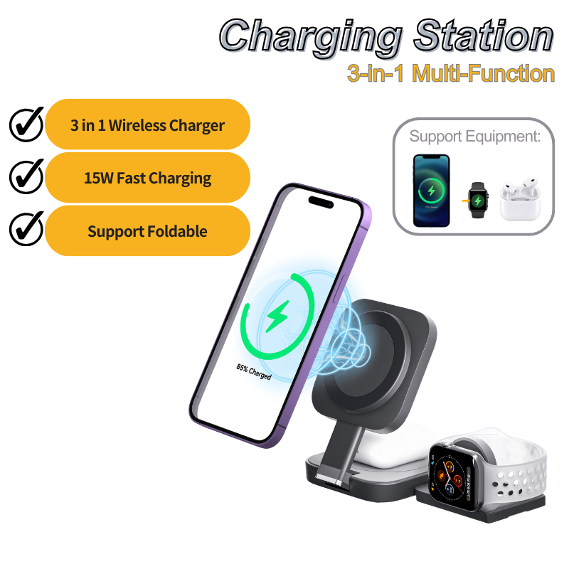 [Ready Stock]Magnetic Wireless Charging Stand Foldable Multi-Function ...