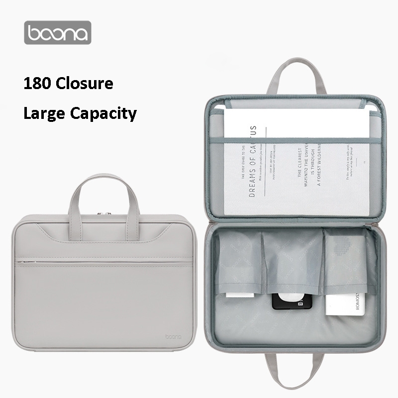 PU Leather Laptop Bag Large Capacity Full Opening and Closing Travel ...