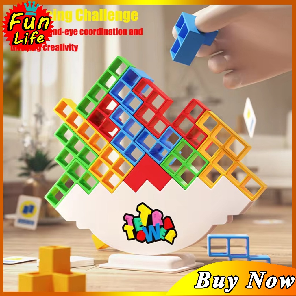 HOT Stacking Blocks Tetra Tower Balance Game Stacking Building Blocks ...