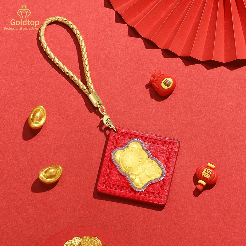 【Goldtop】Doraemon Wealth Attraction Gold Bars (0.2g) 999/24K Gold Coins-Gold Pendants-Keychains ...