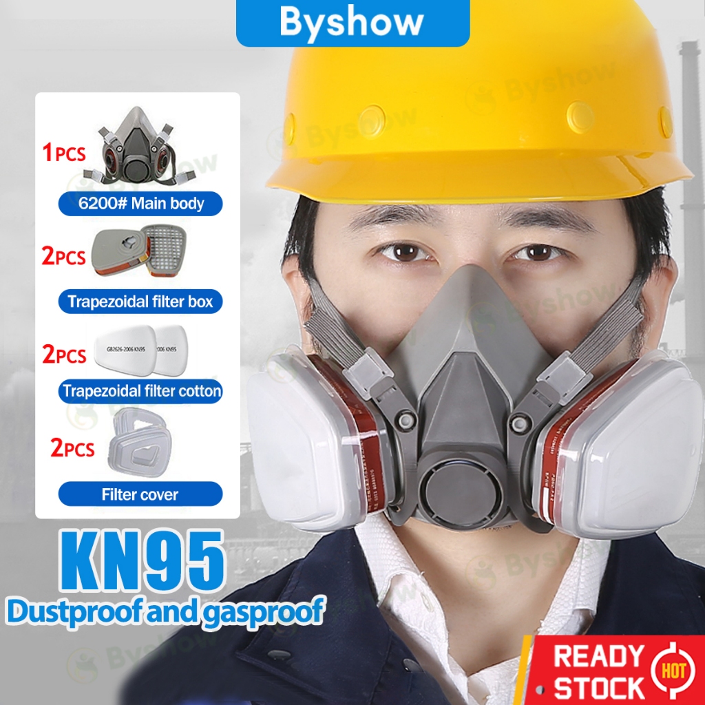 【Byshow】Half Face Safety Respirator Mask 6200# Gas Mask Filter Cotton ...