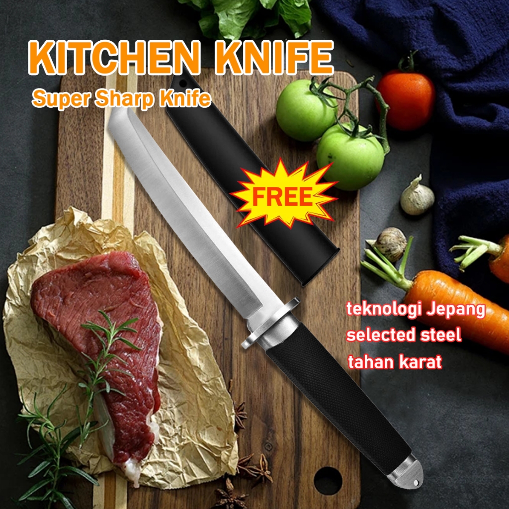 Super Sharp Knife Japan Chopping Meat Knife Stainless Steel Knife Pisau ...