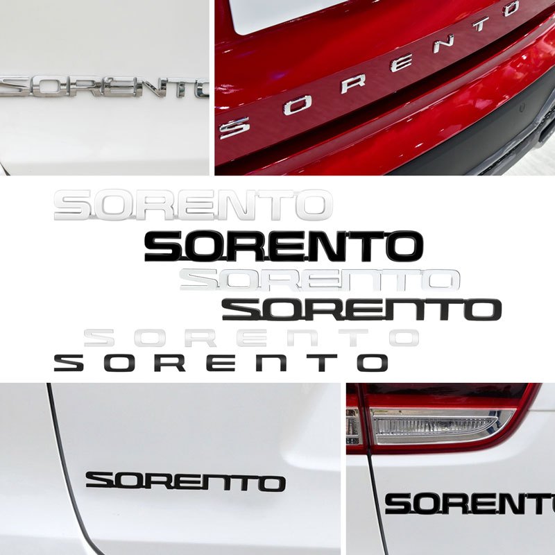 3D ABS Emblem Car SORENTO Letter Logo Rear Bumper Tail Door Badge ...