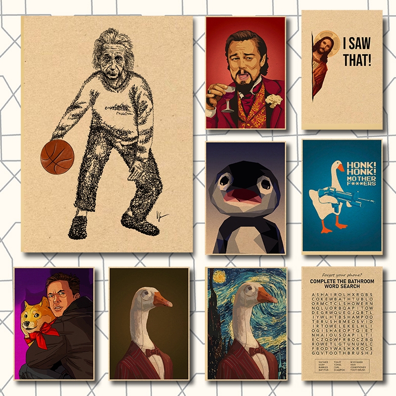 Funnt Meme Posters Retro Kraft Paper Poster Painting Wall Pictures for ...