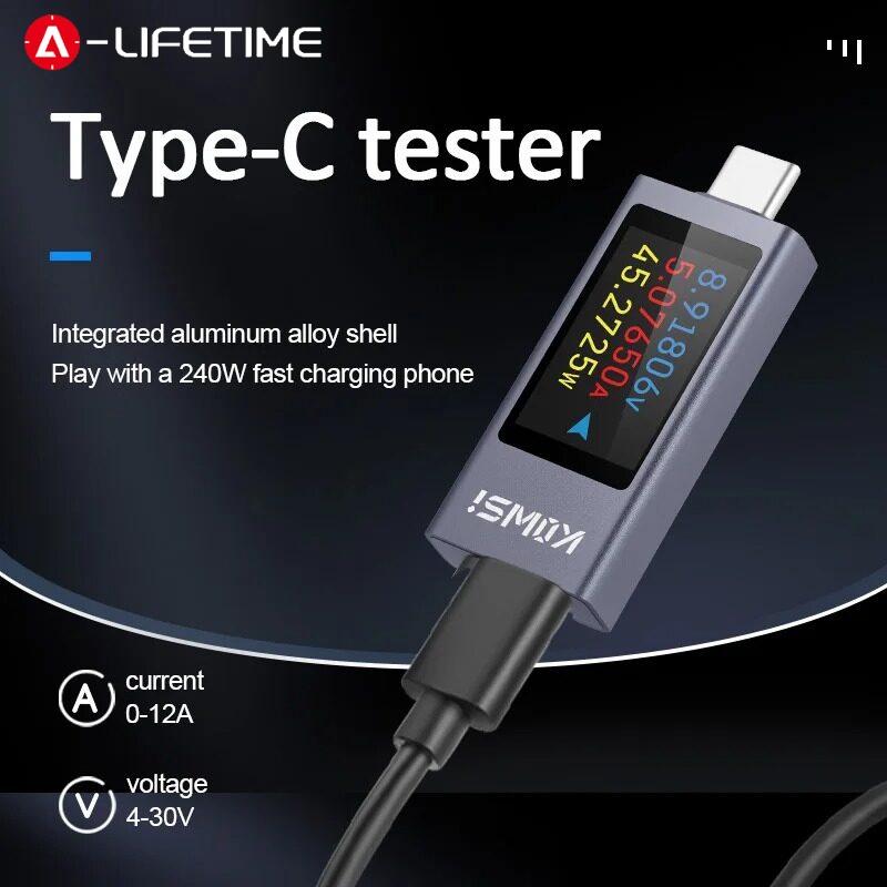 Type C Usb Current And Voltage Monitor Multi Function Digital Display
