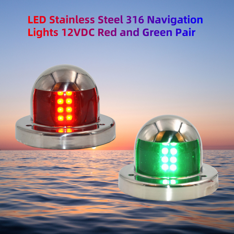 LED Stainless Steel 316 Marine Navigation Lights 12VDC Red and Green ...