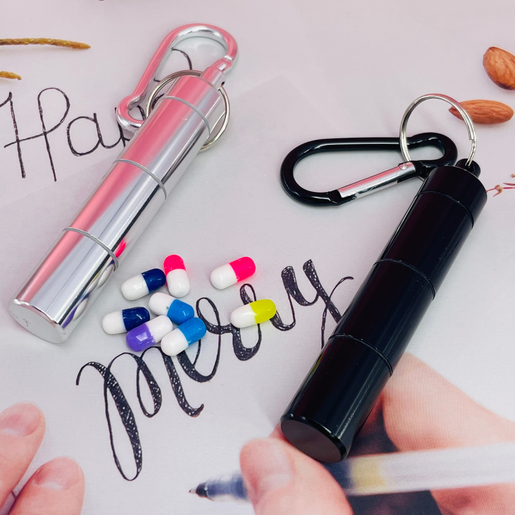 3 Compartment Waterproof Aluminum Keychain Medication Pill Box Portable ...