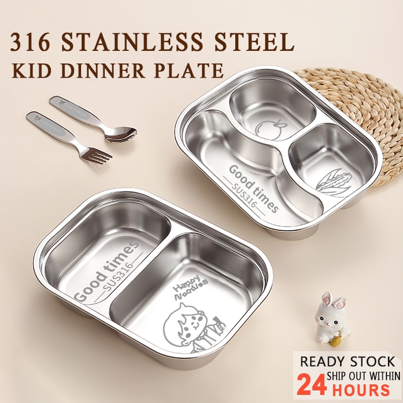 2/3 Gird Kid Dinner Palte 316 Stainless Steel Palte Compartments Tray ...