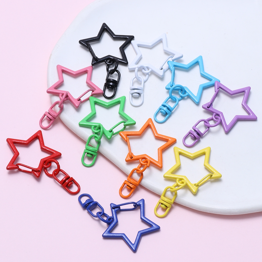 Star Keychain Lobster Buckle With Snap Ring Flat Ring 10pcs Color ...
