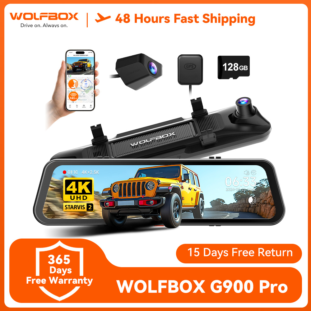 WOLFBOX G900 PRO Dash Cam 4K+2.5K Car DVR Voice Control 5GHZ WI-FI and ...