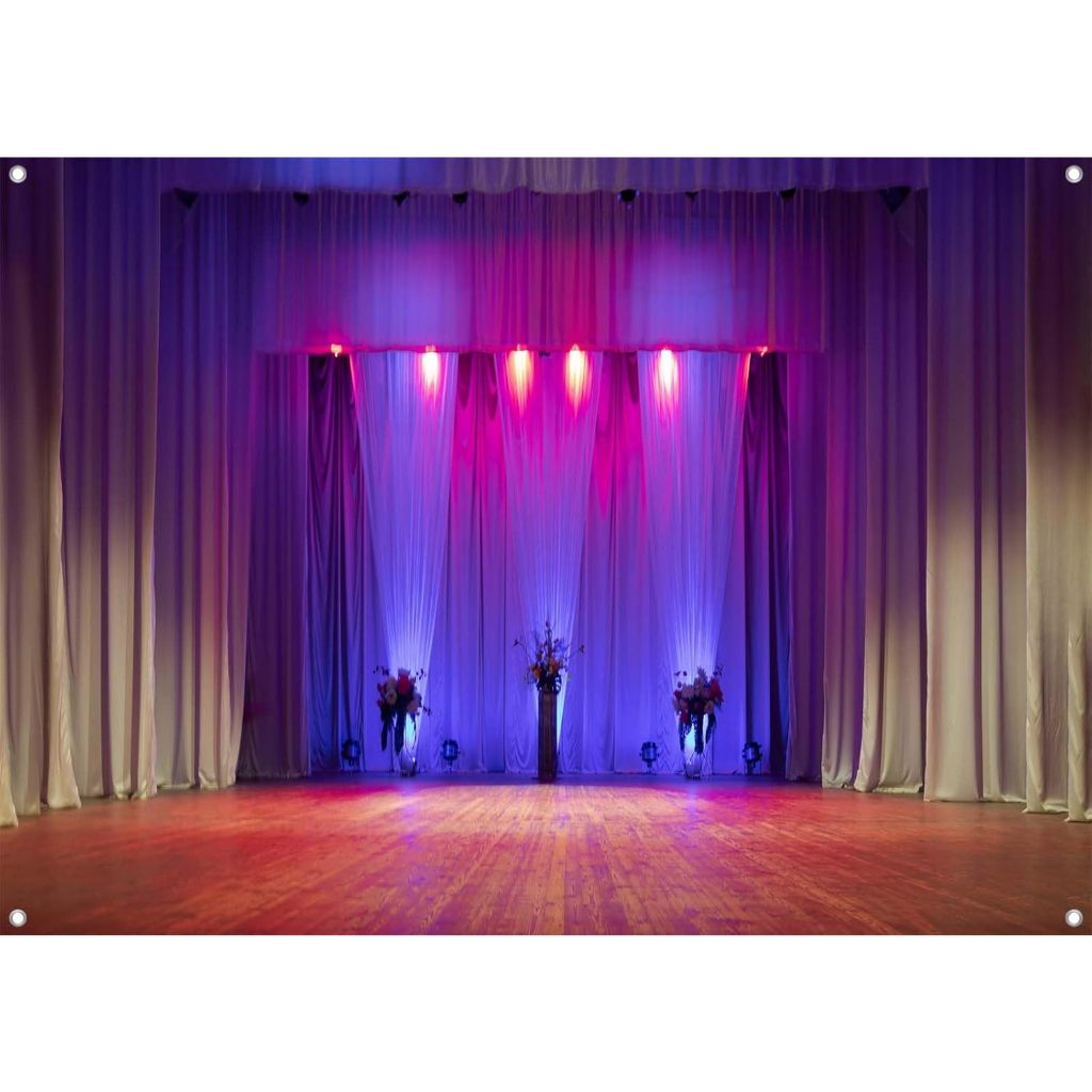 7x5ft Luxurious Stage Backdrop Banner Interior Purple Curtains Stage ...