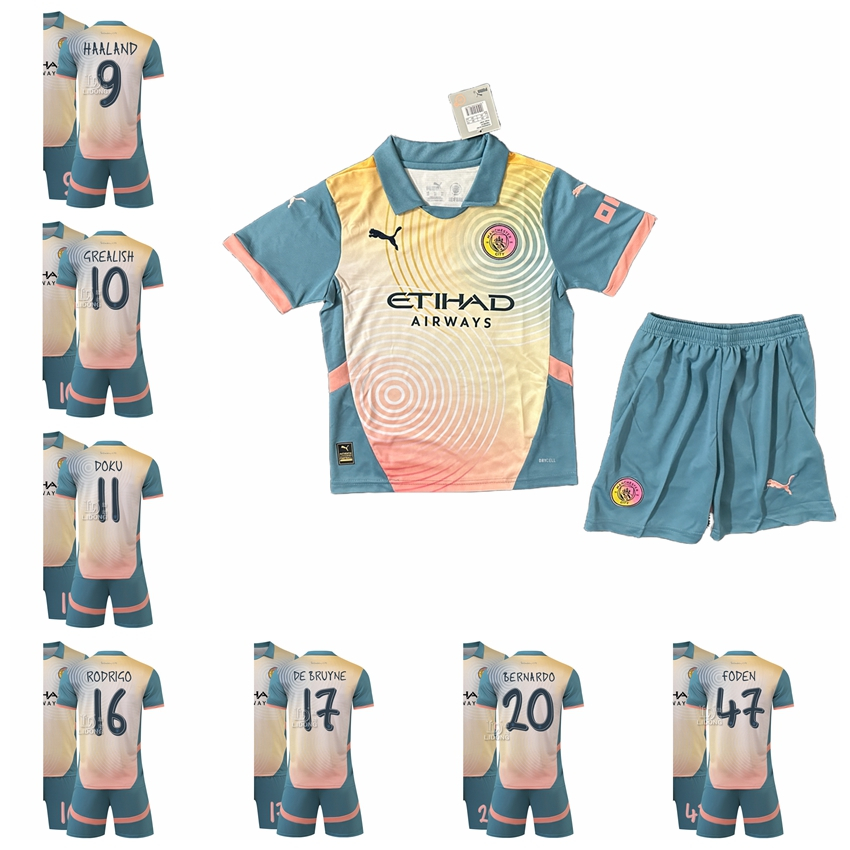 2024-25 Season Manchester City F.C. Third Away Football Kids Jersey Kit ...